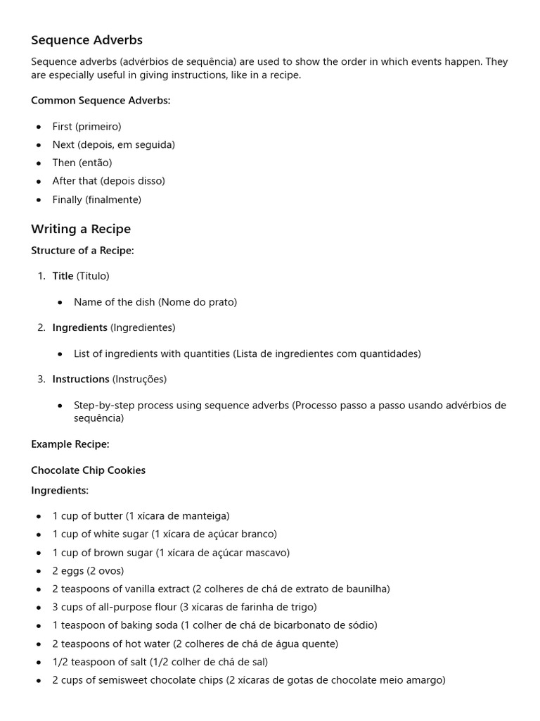 Recipe and Sequence Adverbs | PDF | Indústria alimentícia | Alimentos