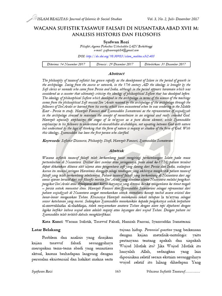 Tasawuf Falsafi Nusantara Hamzah Fansuri | PDF