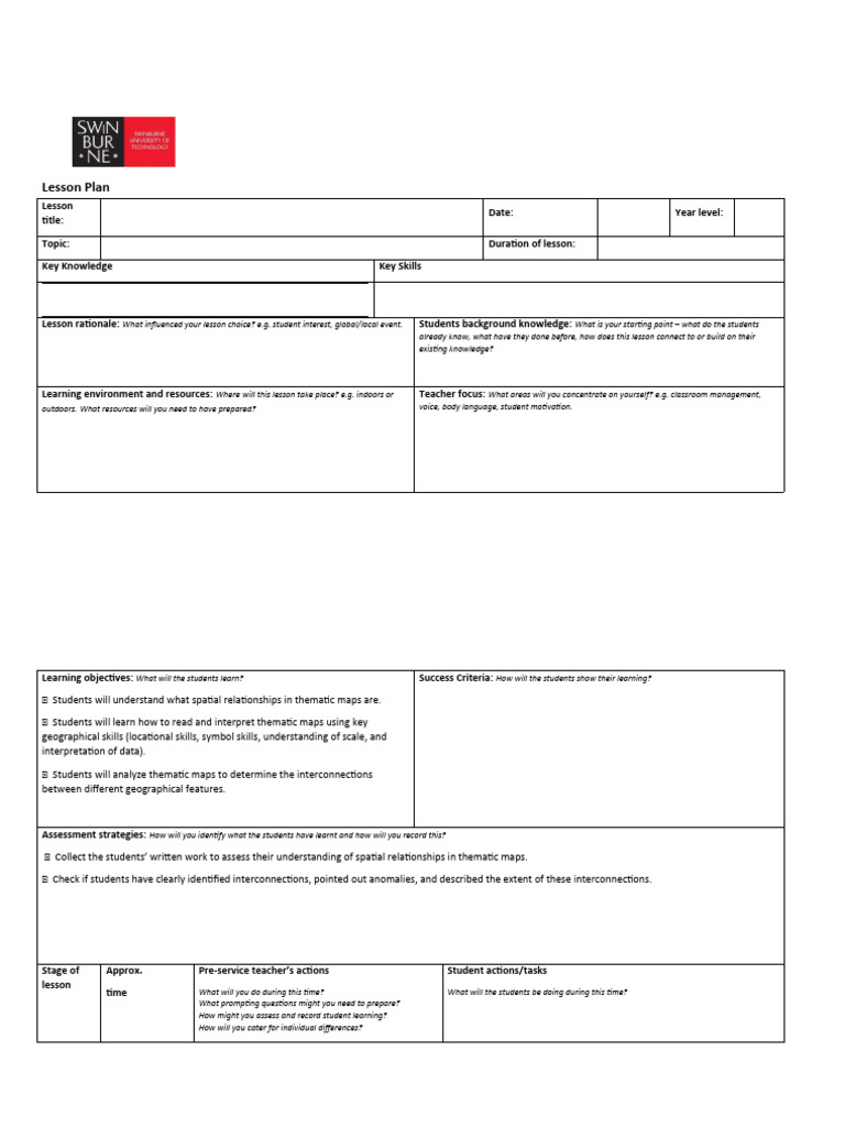 Yr 9 Lesson Plan 23 07 24 | PDF | Map | Lesson Plan