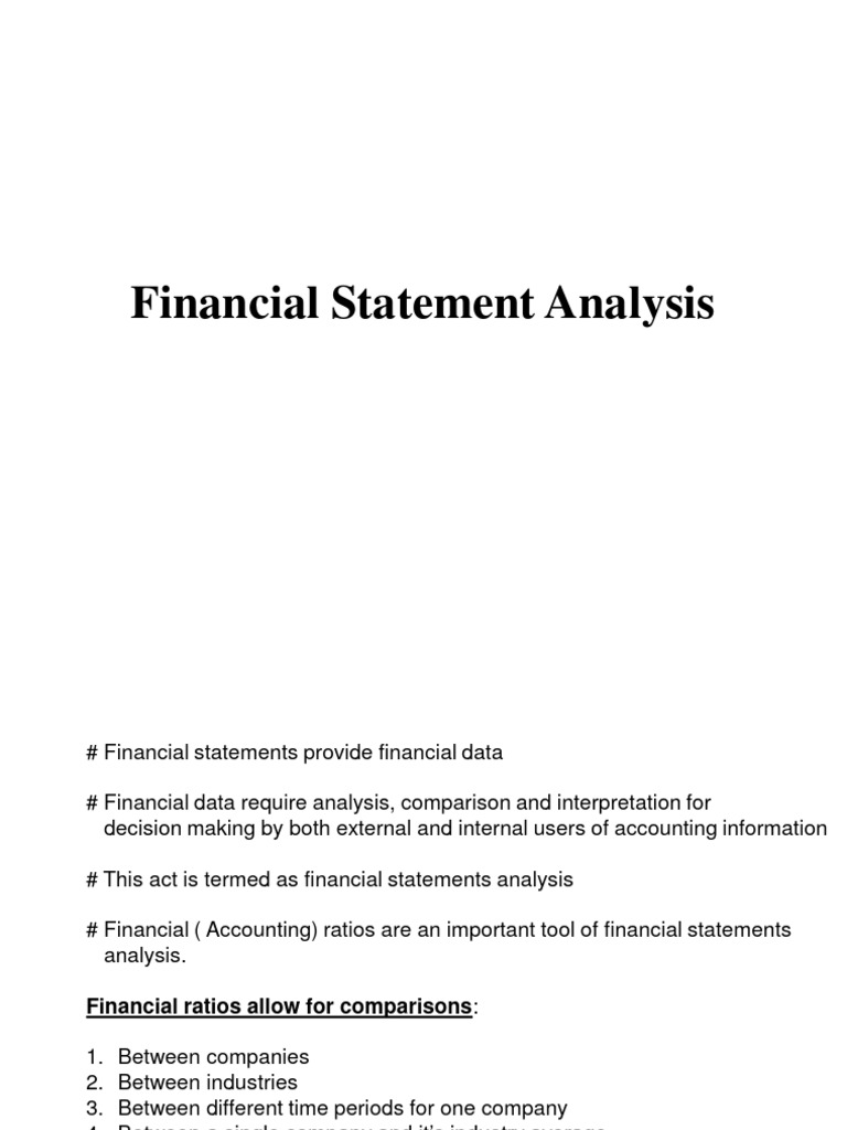 Financial Statement Analysis & Ratios | PDF | Debt | Financial Capital
