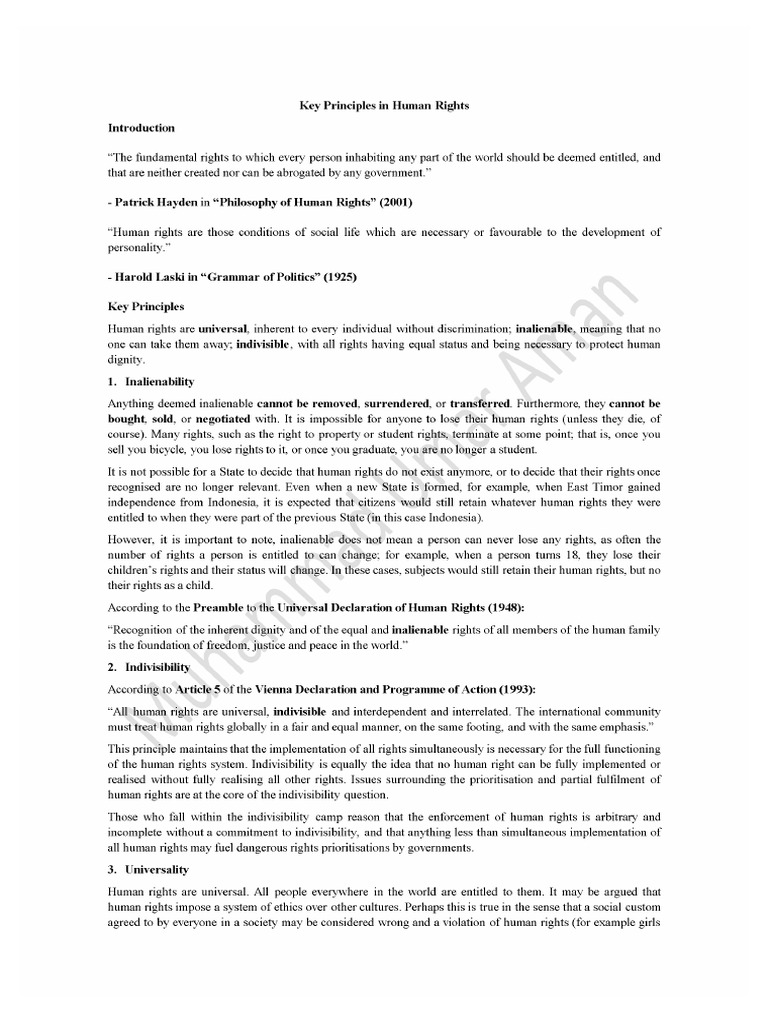 Lecture 5 - Three Key Principles in HR - Inalienability, Indivisibility ...