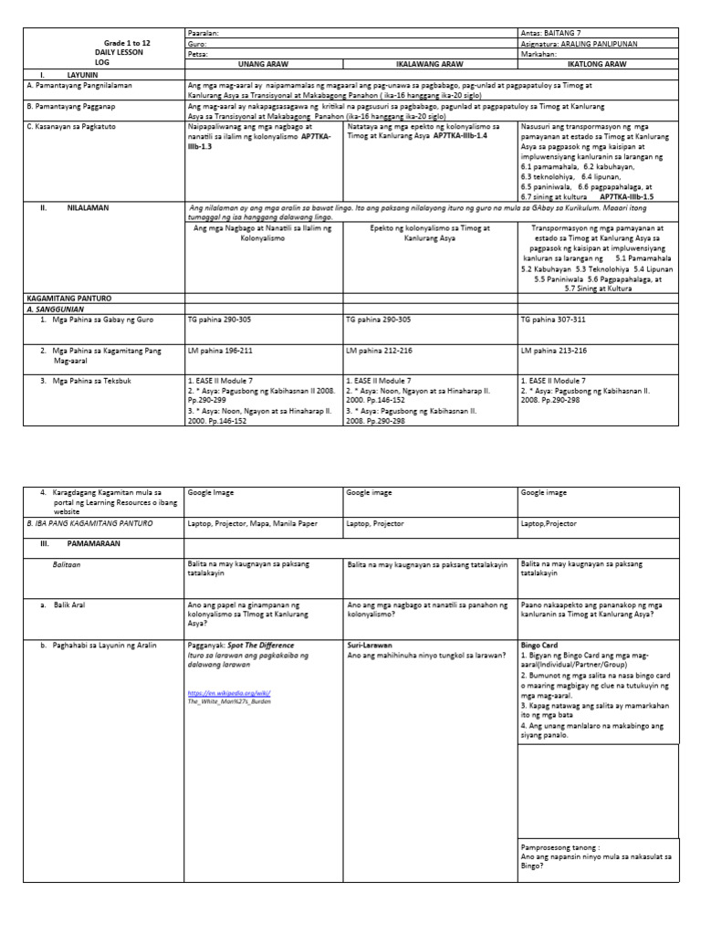 Ap7 DLL 3RD Quarter Day 4-6 | PDF