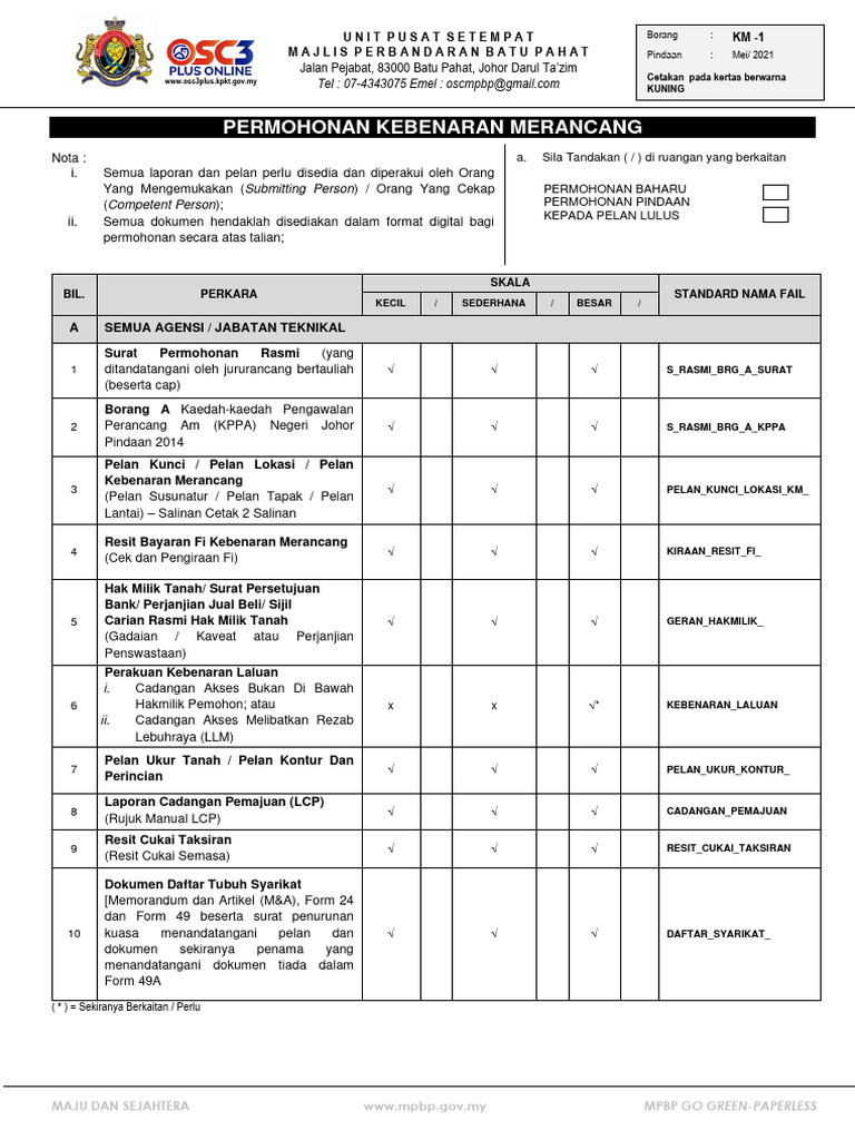 1 Borang Km1 Kemaskini 12092021 | PDF