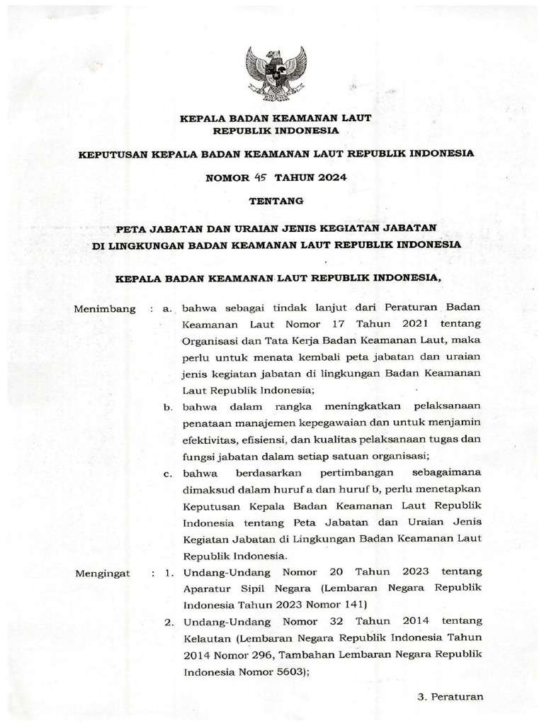 [KEP NO 45 TAHUN 2024] PETA JABATAN DAN URAIAN JENIS KEGIATAN JABATAN | PDF
