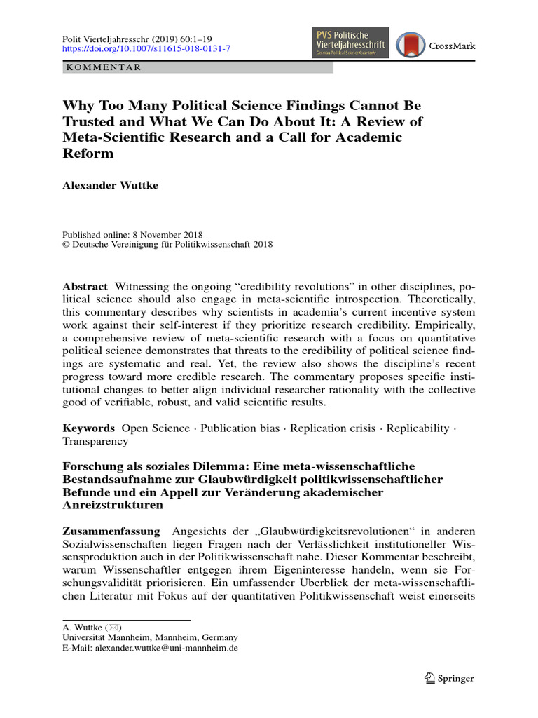 Why Too Many Political Science Findings Cannot Be Trusted | PDF ...