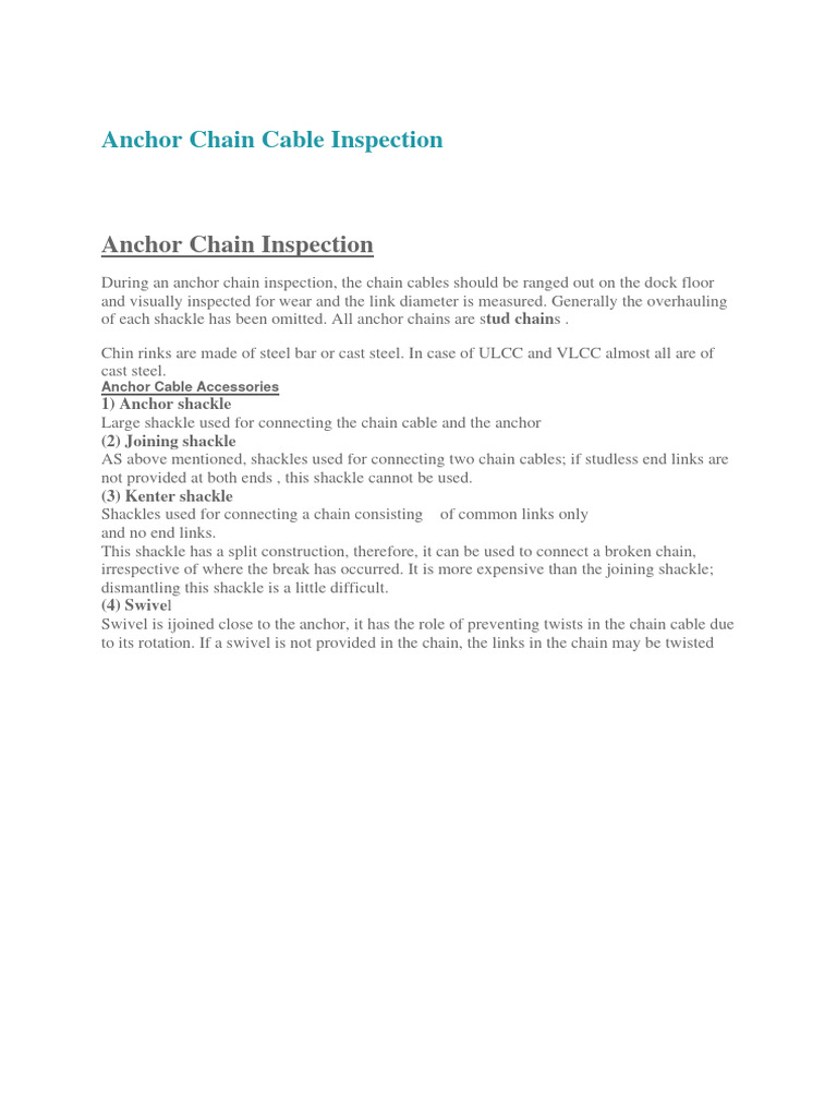 Anchor Chain Cable Inspection | PDF | Welding | Construction