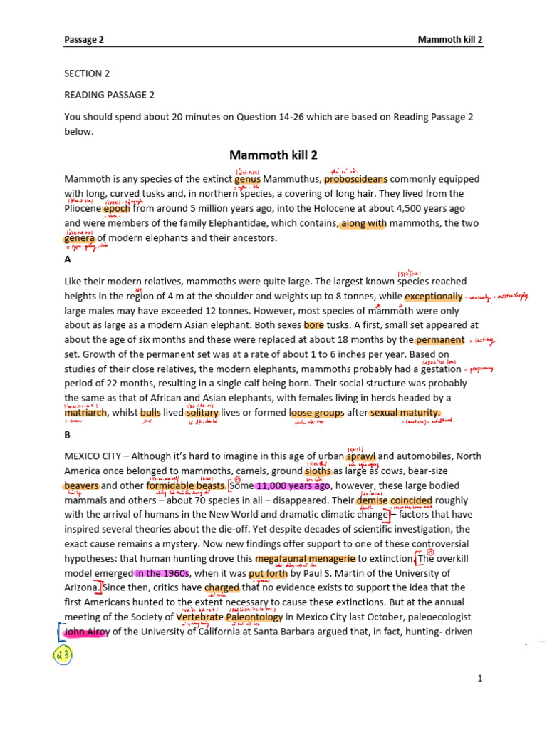 06 Passage 2 - Mammoth Kill 2 Q14-26 | PDF
