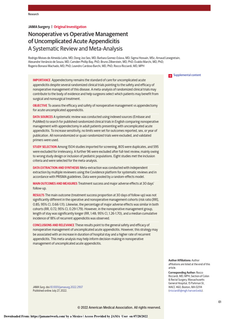 Nonoperative_vs_Operative_Management_of_Uncomplicated_Acute_Appendicitis | PDF | Clinical ...