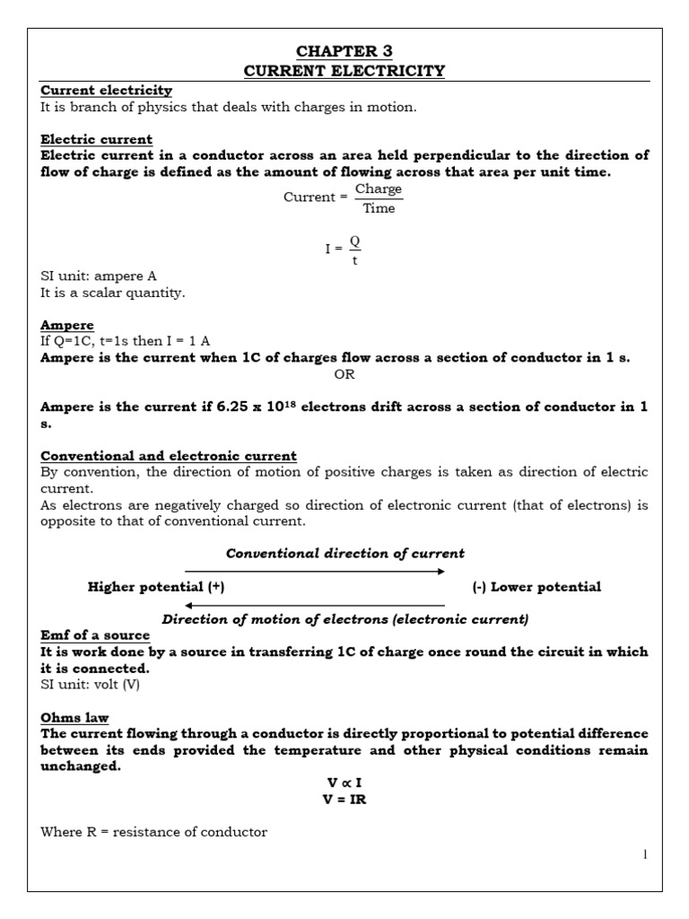 Understanding Current Electricity Concepts | PDF | Electrical ...