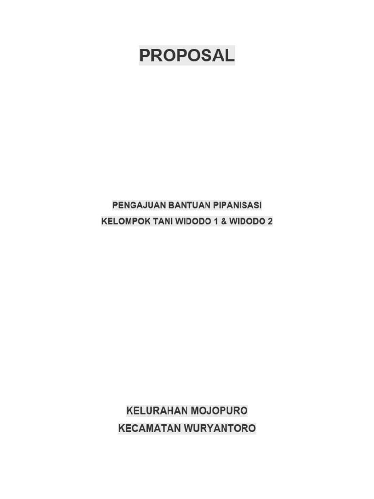 PROPOSAL Pipanisasi MJP WT | PDF