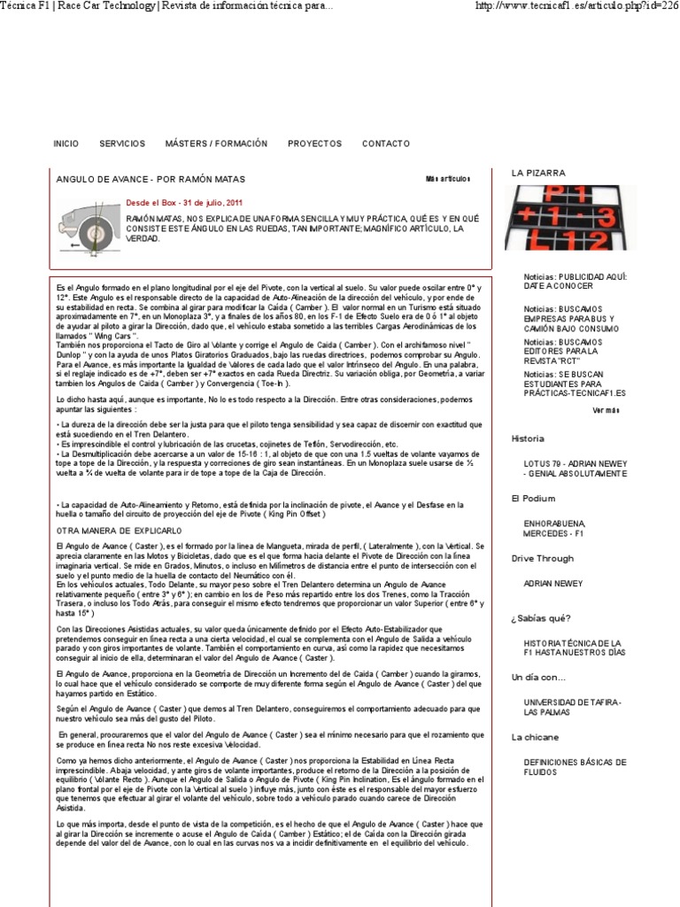 Explicación detallada del ángulo de avance en vehículos y su ...