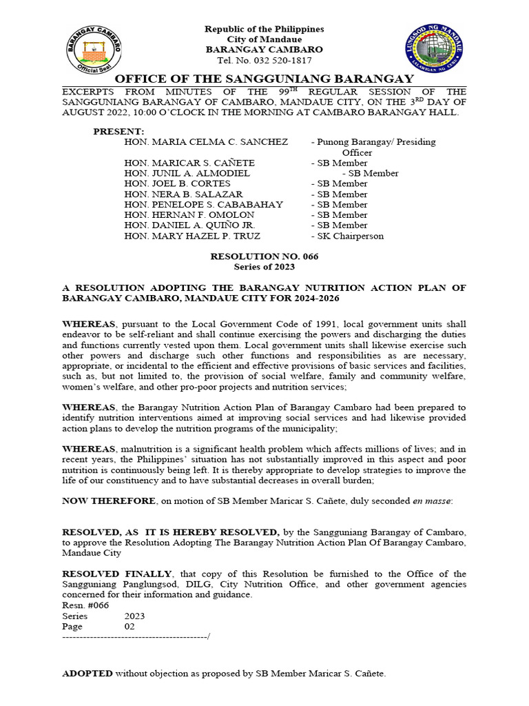 2023-066 Adopting Bnap | PDF | Government