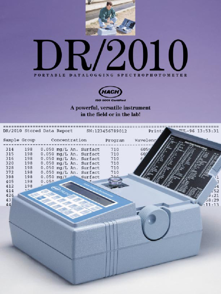Portable Datalogging Spectrophotometer DR - 2010 | PDF | Magnesium | Soil