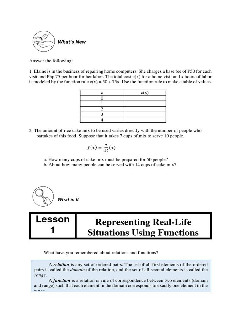 Functions in Real-Life Scenarios | PDF | Function (Mathematics ...