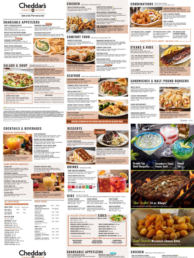 Cheddars Menu 2115 | PDF | Hamburgers | Salad