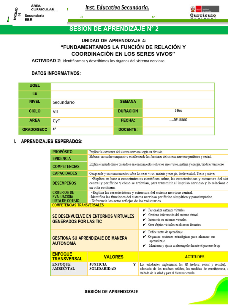 B-4º Ses Act 3-Cyt-Und 4 | PDF | Sistema nervioso | Neurona