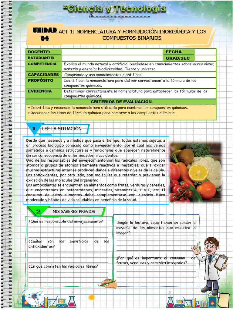 A-3º Act 1 Cyt Und 4 - Sem 1 | PDF | Compuestos químicos | Moléculas