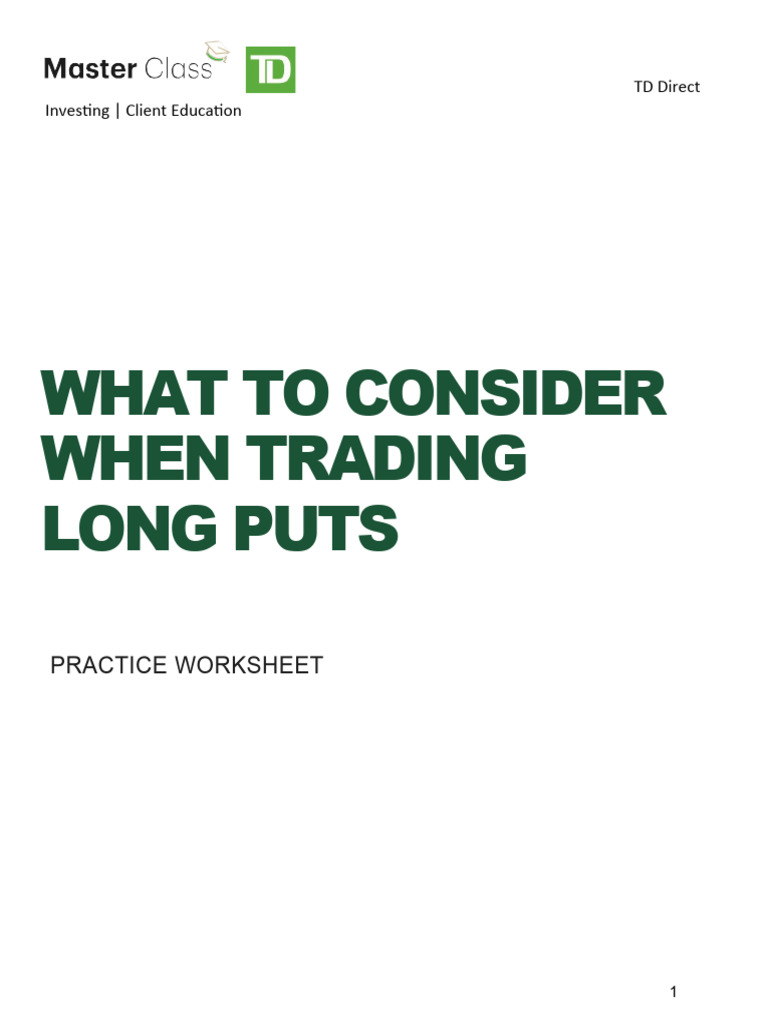 What To Consider When Trading Long Puts: Practice Worksheet | PDF ...