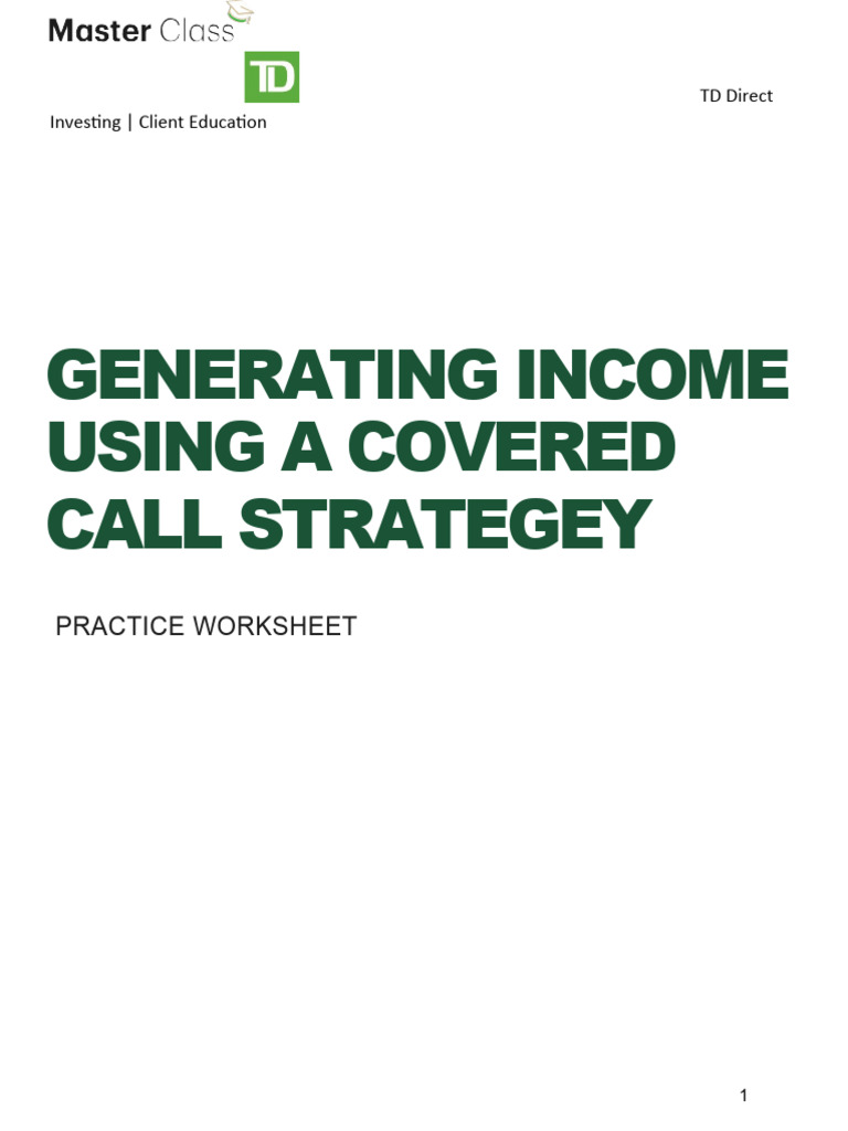 Covered Call Strategy Worksheet | PDF | Investing | Option (Finance)