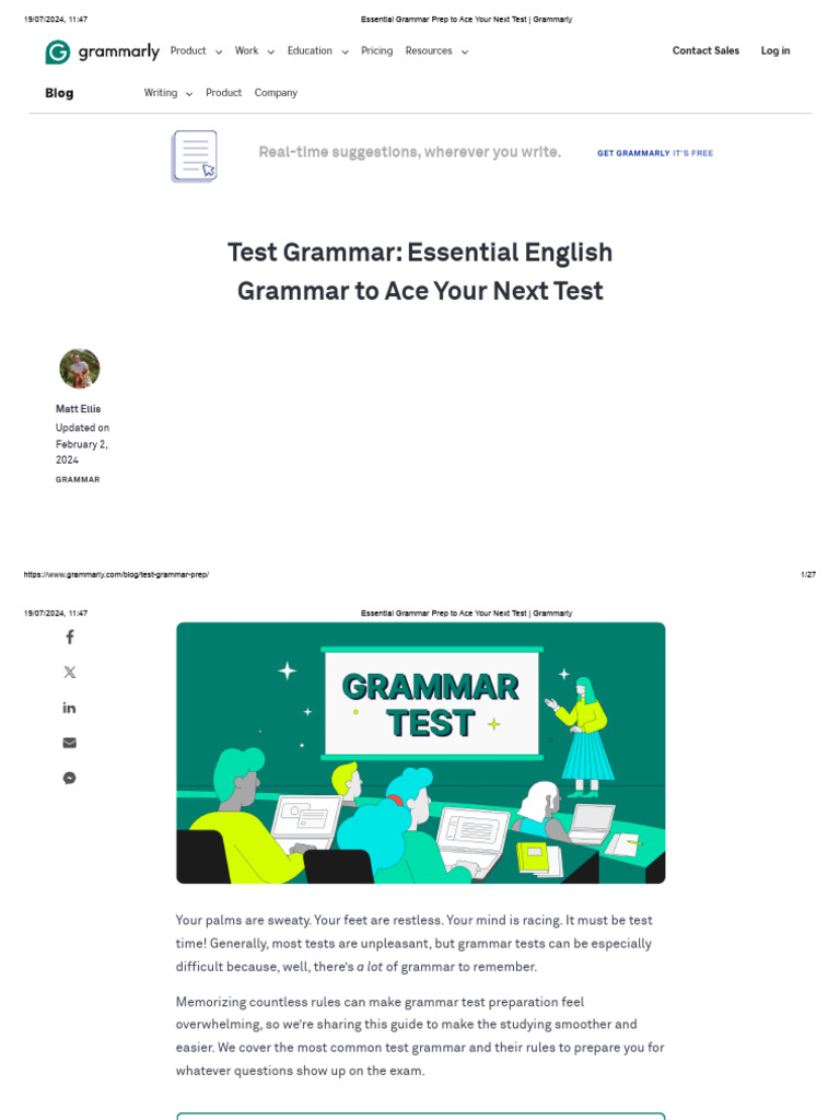 Essential Grammar Prep To Ace Your Next Test | PDF | Pronoun | Part Of ...