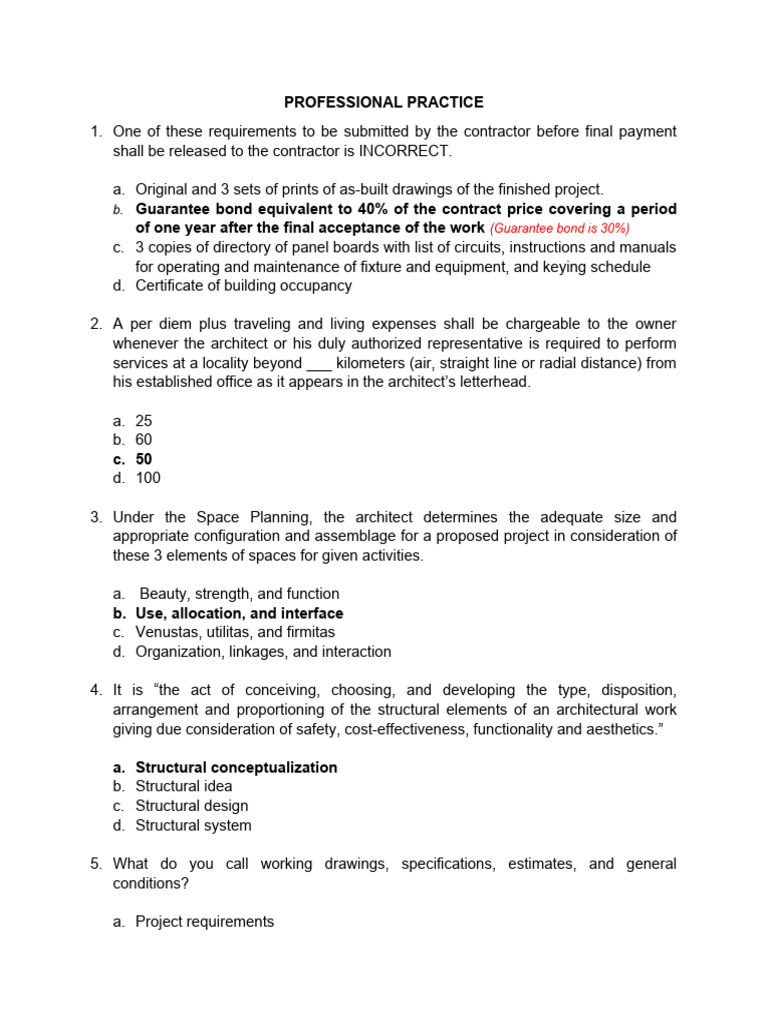 Professional Practice Reviewer | PDF | Architect | Guarantee