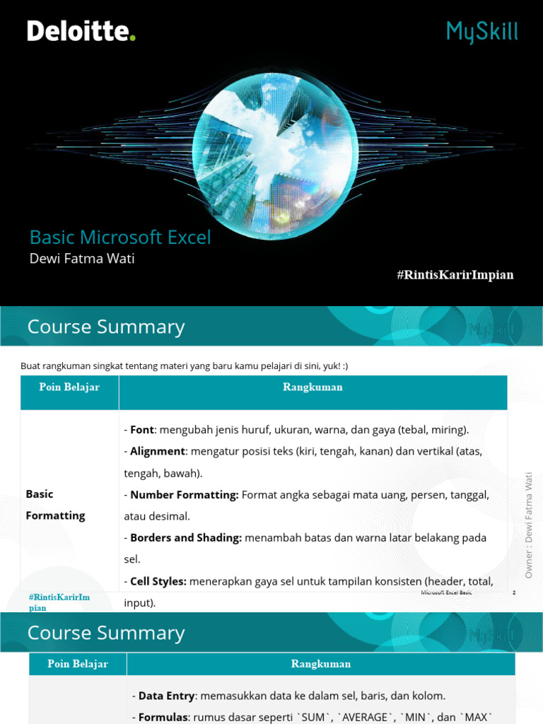 Mini Task SC Excel Basic - MySkill X Deloitte | PDF | Karier & Perkembangan | Bisnis