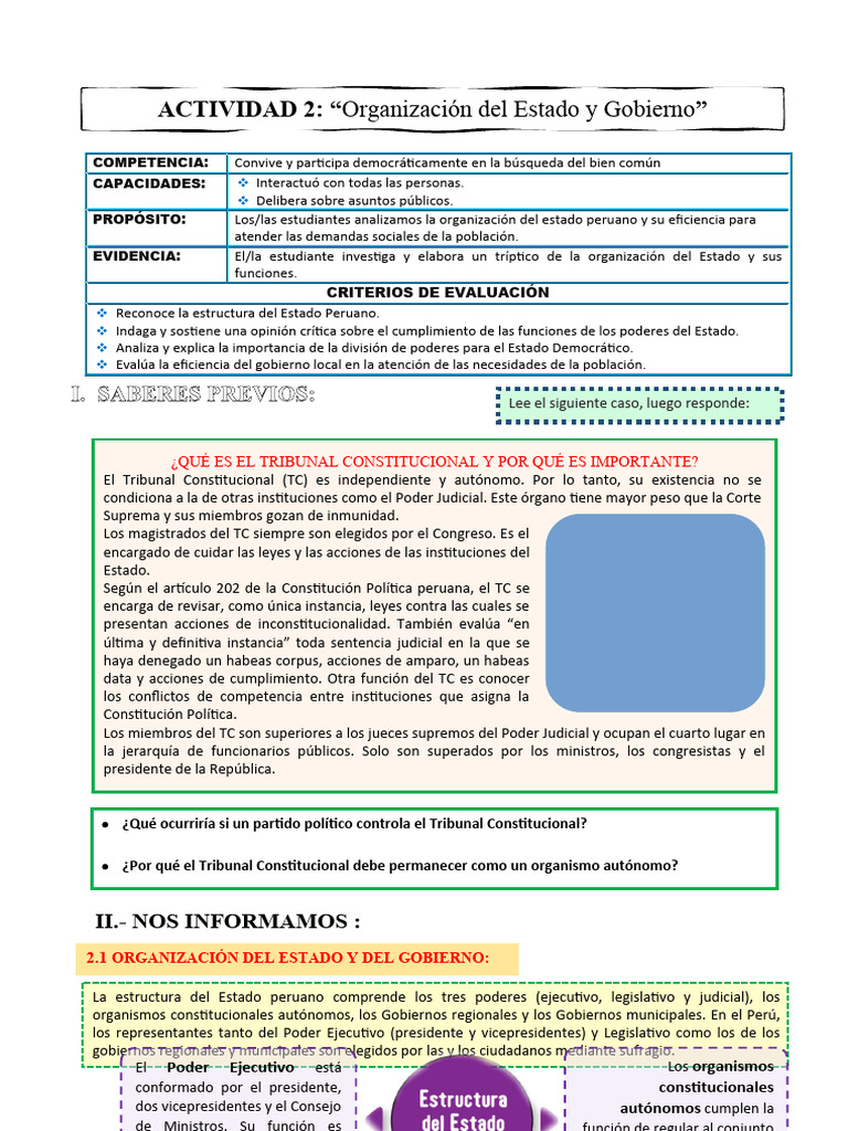 3° DPCC - Actv.02-Unid.6 2023 | PDF | Judicaturas | Gobierno