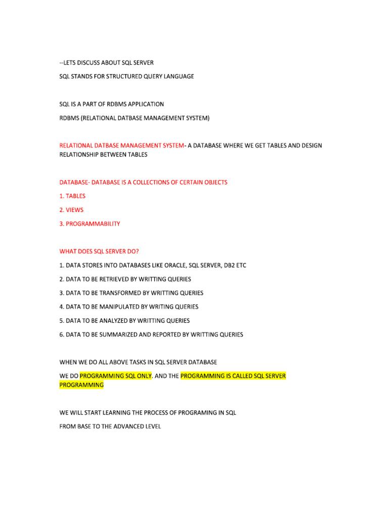 SQL Notes | PDF