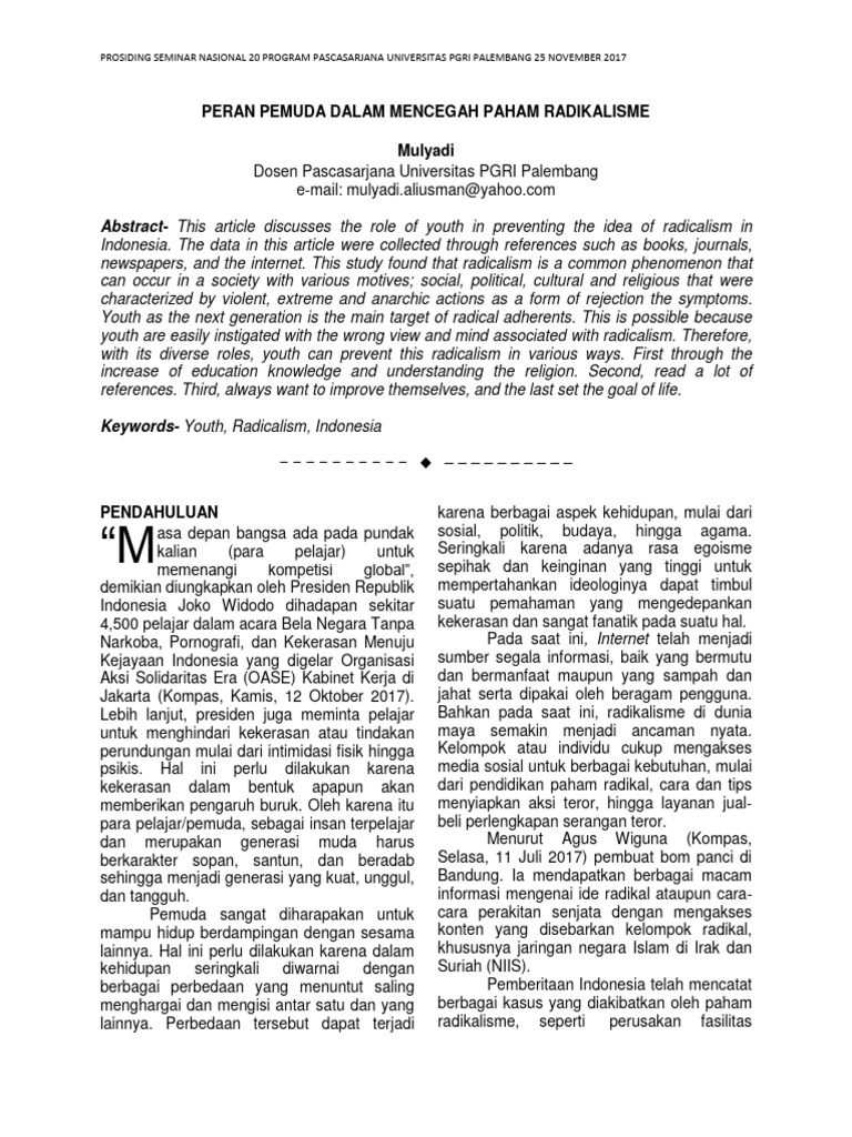 Peran Pemuda Dalam Memahami Radikalisme | PDF