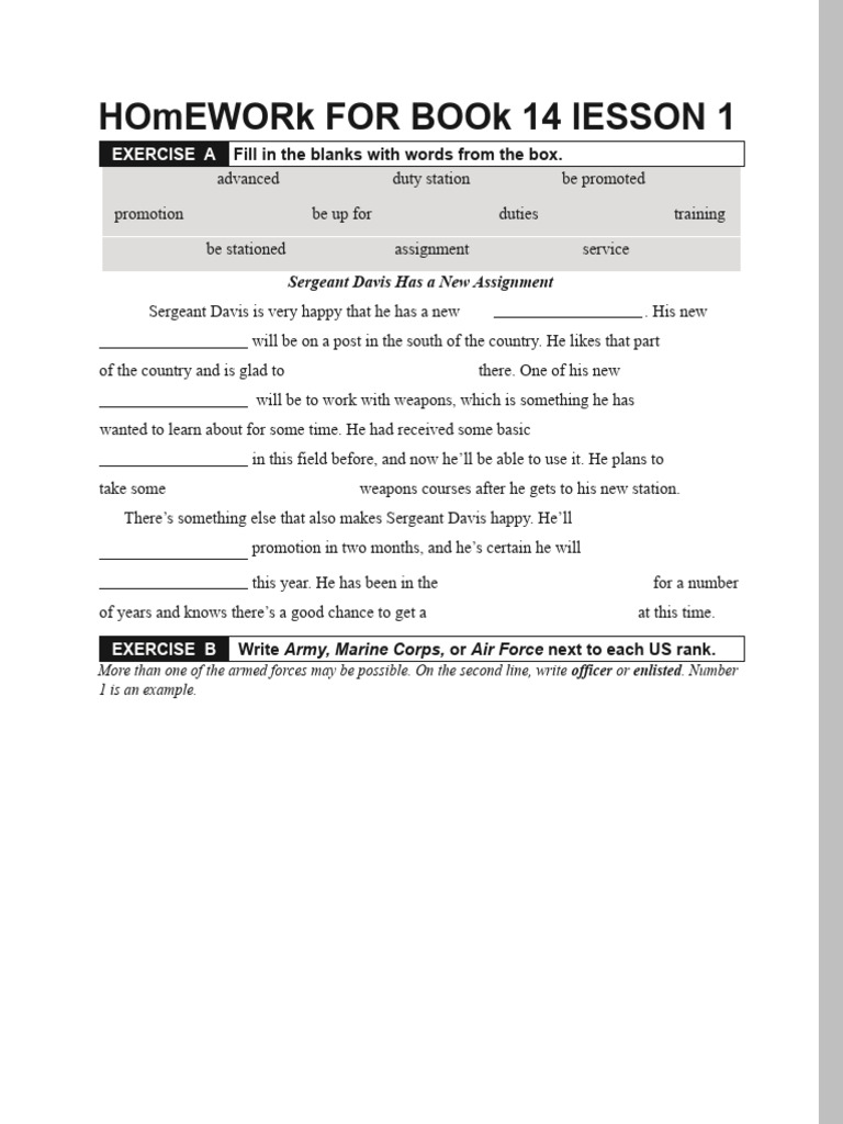HW - Student - Homework Book 14 | PDF | Sergeant | Corporal