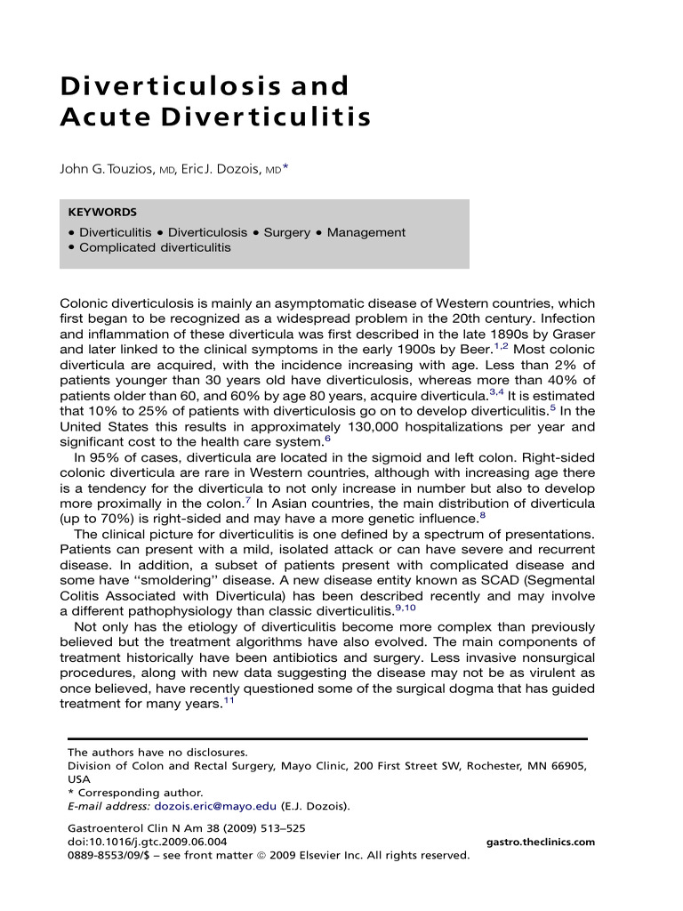 Diverticulosis and Acute Diverticulitis | PDF | Digestive Diseases | Medicine