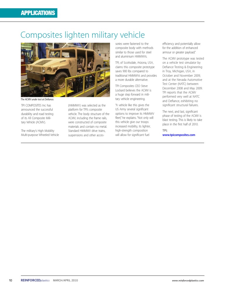 Composite Military Vehicle Innovations | PDF | Technology & Engineering