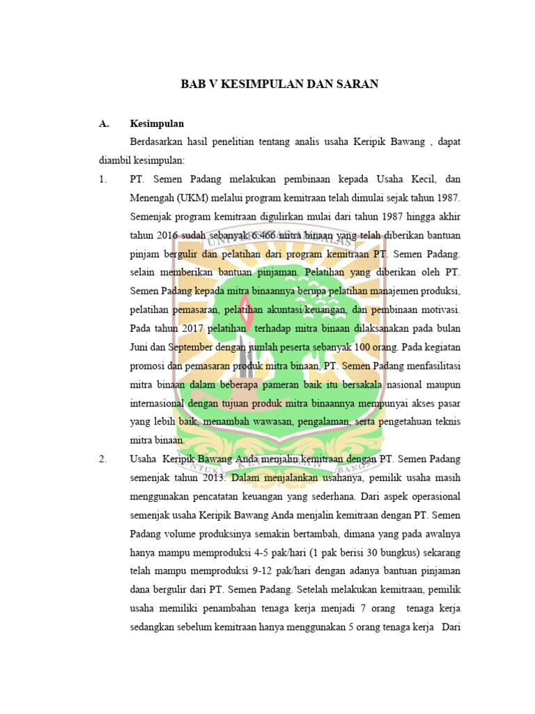 Bab 5 Kesimpulan Dan Saran | PDF