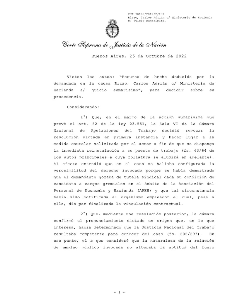 RIZZO C. MIN. HACIENDA (Justicia Federal para Empleo Público Nacional ...