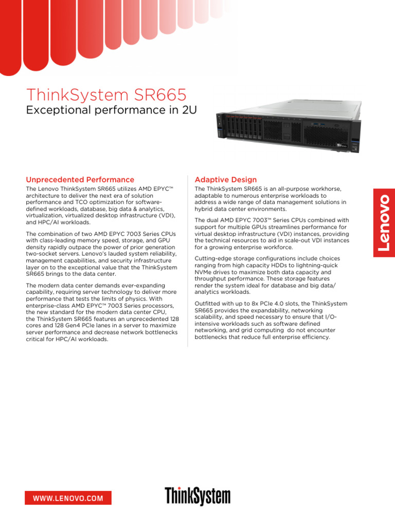 ThinkSystem SR665 - Datasheet | PDF | Graphics Processing Unit ...