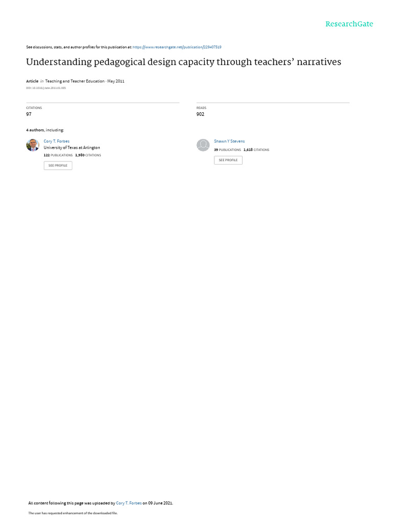 Understanding Pedagogical Design Capacity Through Teachers' Narratives ...