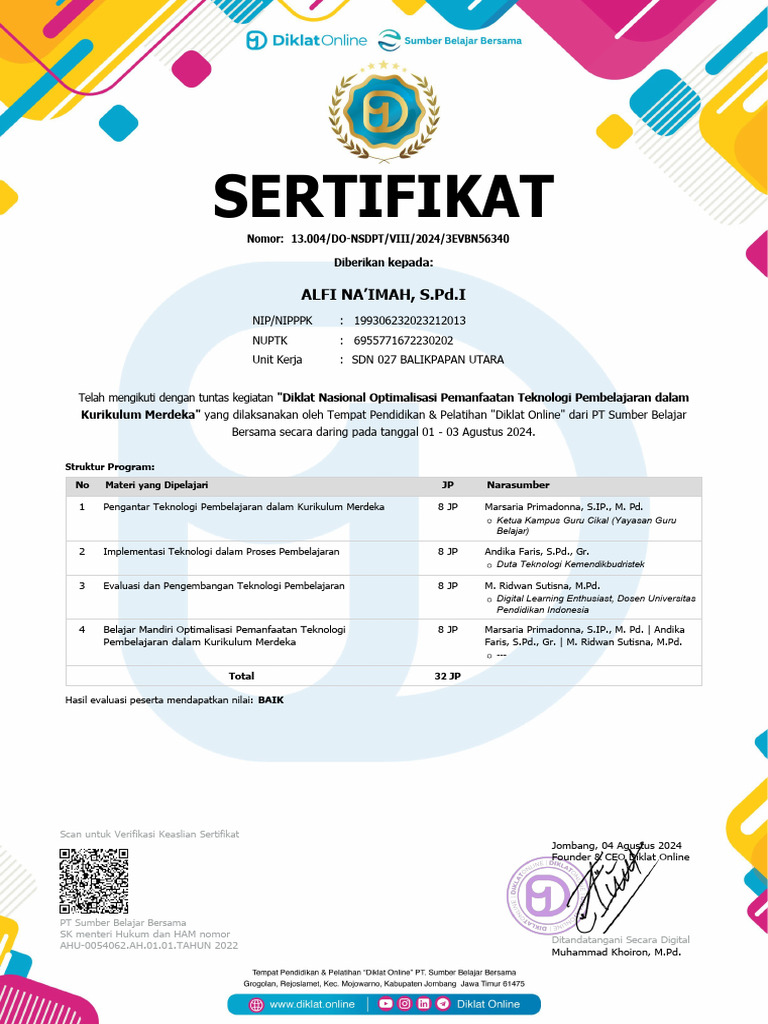 Sertifikat Alfi | PDF