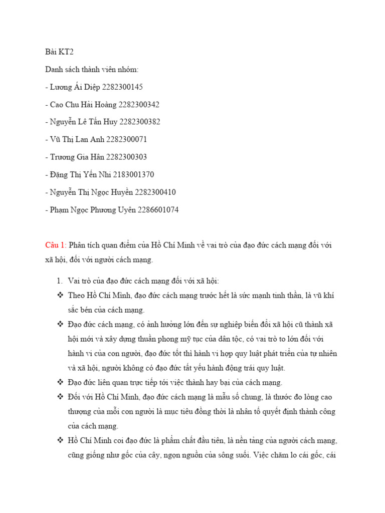 Bài KT2, 5-12-2023 | PDF