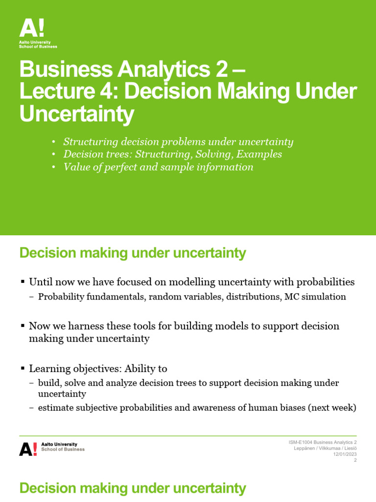 4-Decision Making Under Uncertainty | PDF | Decision Making | Uncertainty