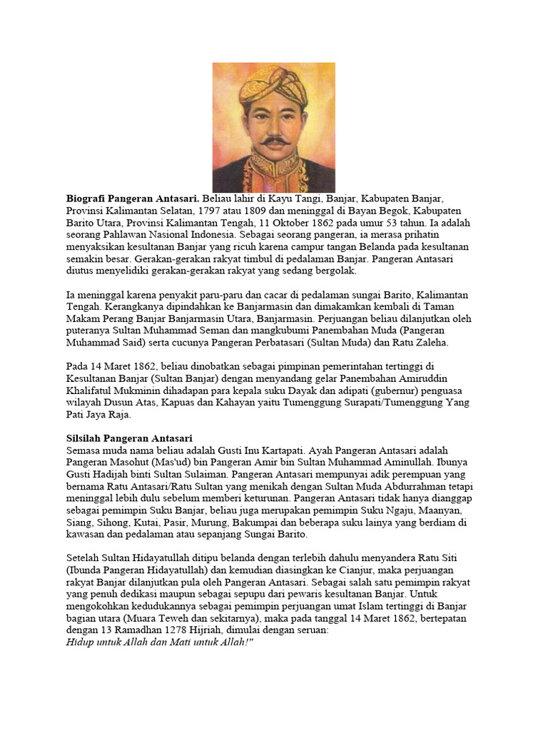 Biografi Pangeran Antasari | PDF