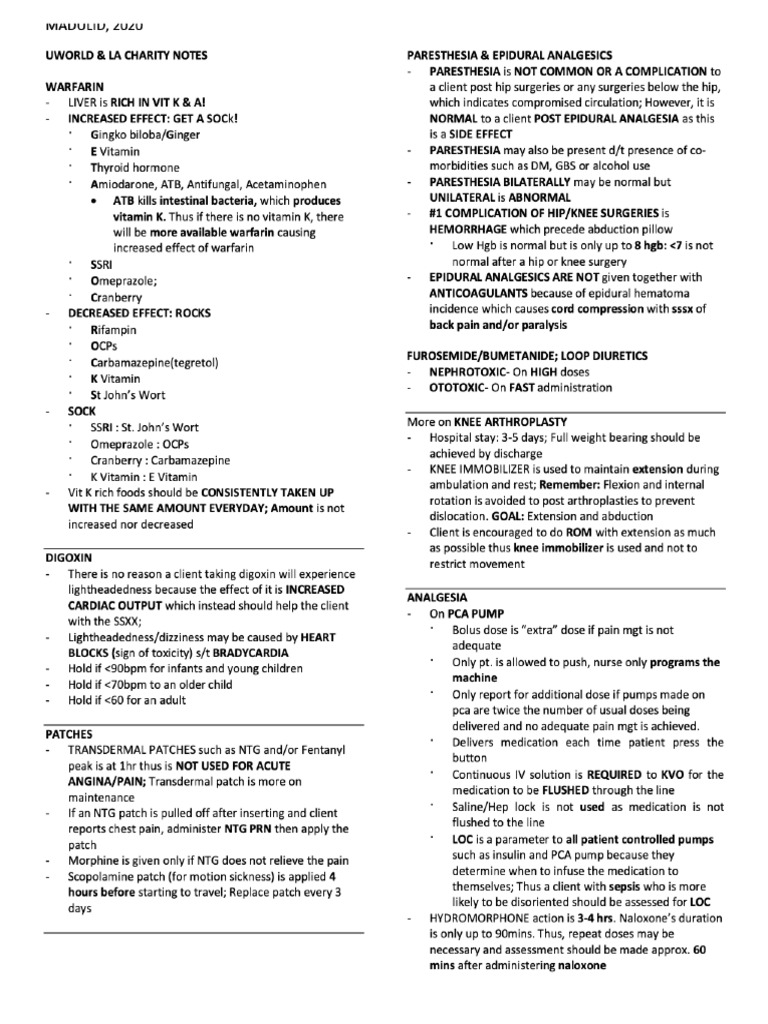 Microsoft Word - UWORLD + LACHARITY - Docx - La-Charity-Uwolrd-Notes | PDF