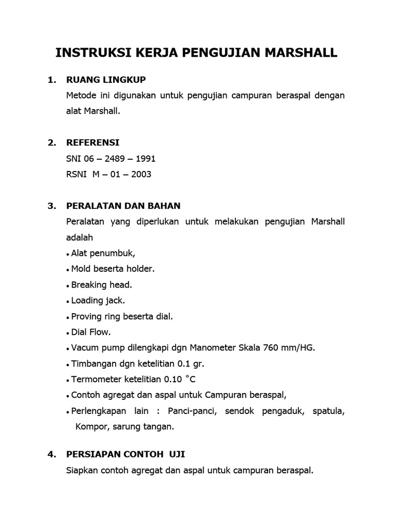 INSTRUKSI KERJA PENGUJIAN | PDF INSTRUKSI KERJA PENGUJIAN | PDF