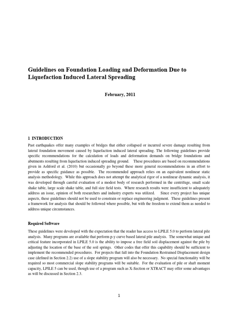 Guidelines On Foundation Loading and Deformation Due To Liquefaction ...
