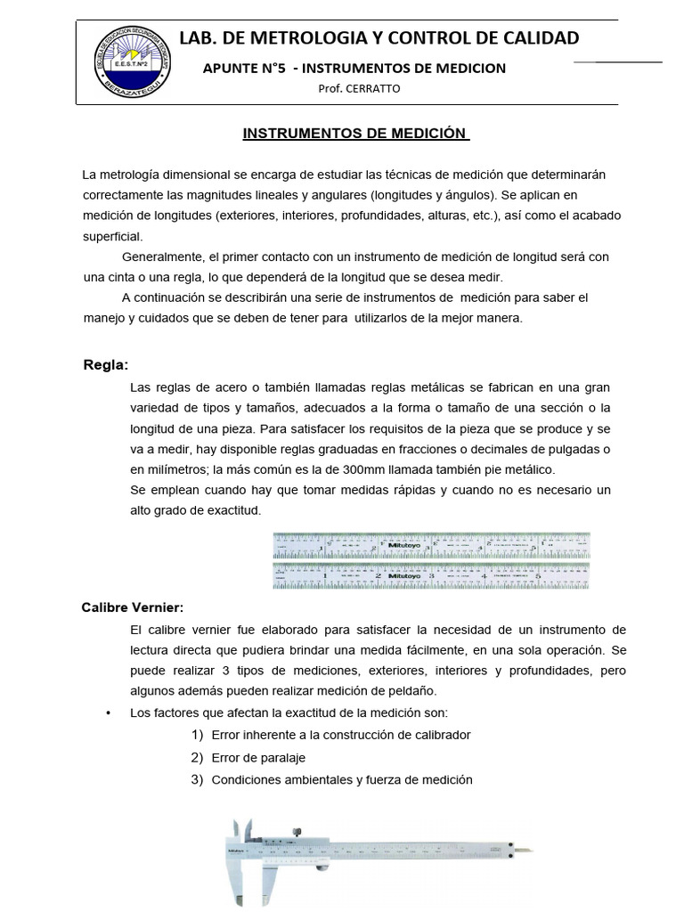 5 apunte - instrumentos de medicion | PDF | Medición | Metrología