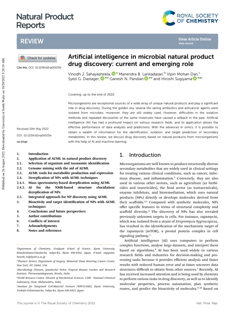 Natural Product Reports: Review | PDF | Natural Products | Drug Discovery