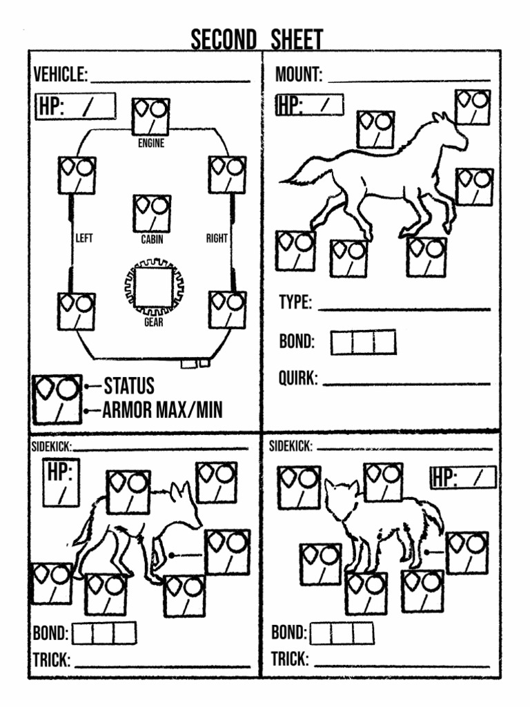 Duster Secondary Character Sheet | PDF