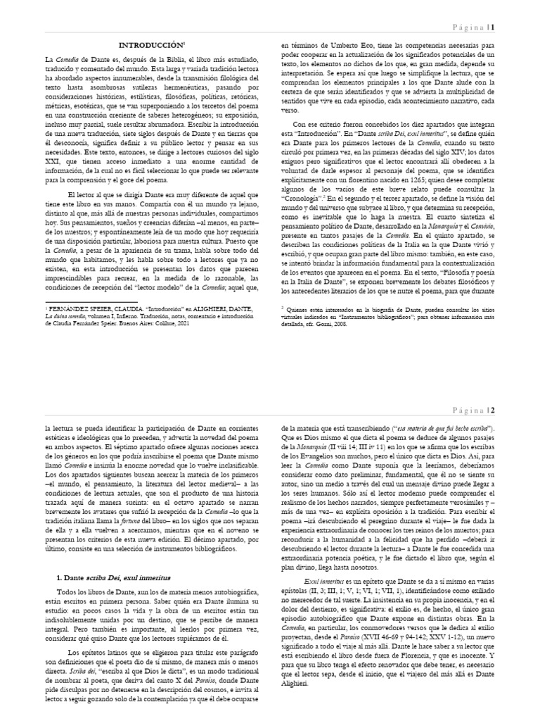 Fernandez Speier - Introducción A La Divina Comedia (Colihue) | PDF | Dante Alighieri | Virgilio