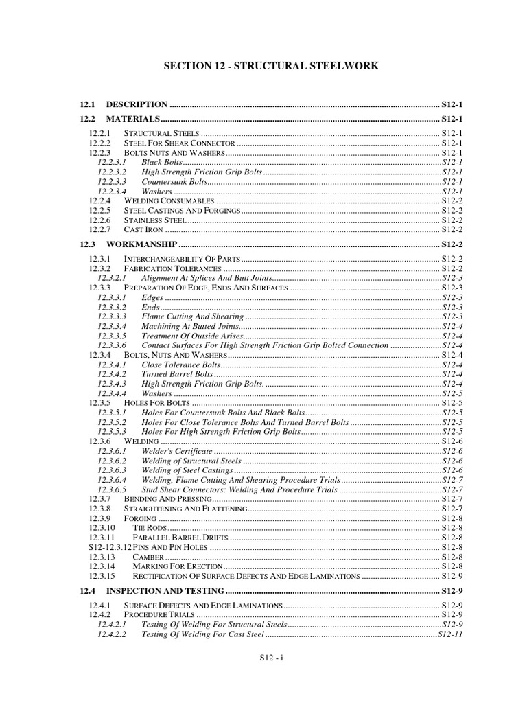 Structural Steelwork Standards S12 | PDF | Construction | Welding