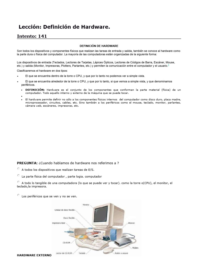 Hardware y Software 6 2024 | PDF | Hardware de la computadora | Periférico