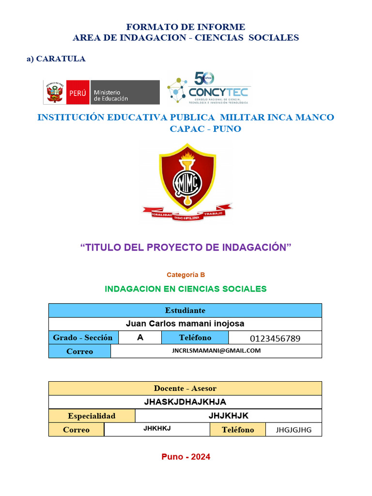 Modelo Informe de Indagacion - Ciencias Sociales | PDF | Contaminación ...